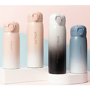 UPSTYLE Insulated Water Bottles one hand open Sweat Free Stainless Steel Flask Double Wall Tumblers Metal Vacuum Cups for School, Sports, Portable Mugs (22oz Black)