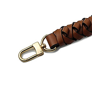 GOXTECH 12 Inches Genuine Leather Top Braided Handle Suitable for Hobo Bucket Bags Pochette Bag (Dark Brown)