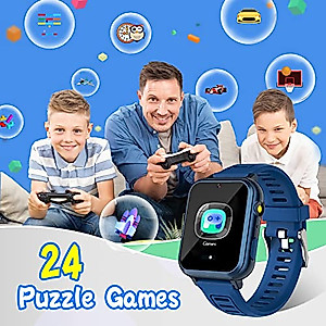 Sedzofan Smart Watch for Kids with 24 Puzzle Games HD Touch Screen Camera Video Music Player Pedometer Alarm Clock Flashlight 12/24 hr Kids Watches Gift for 4-12 Year Old Boys Girls Toys for Kids