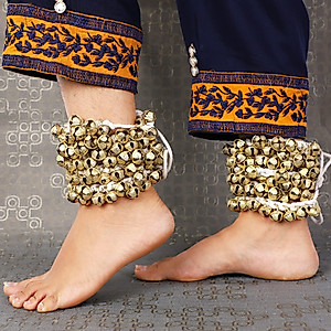 Wonderlist Handicrafts Indian Classical Kathak Ghungroo Pair 16 No. Big Bells Tied with Cotton Cord For Anklet Musical Instrument From India Dance Accessories (100 * 100)