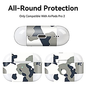 IMMOENUC Compatible with Airpods Pro (2nd Generation) Skin Sticker,Protective,Durable,and Unique Vinyl Decal Wrap Cover for Airpods Pro 2(White Grey Camouflage)