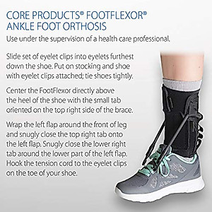 Core Products FootFlexor Foot Drop Brace for Walking, Soft Ankle Foot Orthosis for Men and Women - Medium/Large