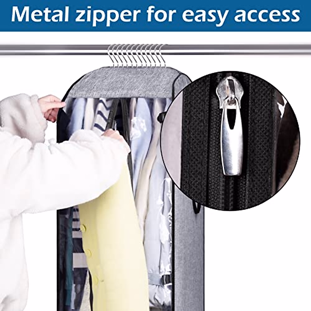 MISSLO Hanging Garment Bags for Travel Suit Bags for Closet Storage 50" Moving Bags for Clothes Dress Cover for Coat, Jacket, Shirt, Clothing