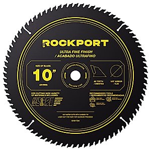 ROCKPORT Table Saw Blades 10 inch 80 Teeth - (1 Pack) 10" Table Saw Blades & 10 inch Miter Saw Blades, 5/8" Arbor, Multipupose Carbide Tip Circular Saw Blade for Ultra Fine Finish Cutting of Wood
