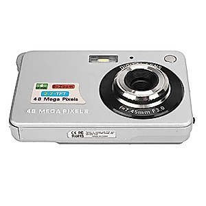 4K Digital Camera, 2.7in LCD Display, Vlogging Camera, 8X Zoom, 48MP, Rechargeable Mini Camera, with Fill Light, Anti Shake, for Photography Continuous Shooting (Silver)