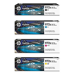 Hp Printing 972X Genuine PageWide Color and Black High Yield Toner Set (F6T84AN, L0R98AN, L0S01AN, L0S04AN)
