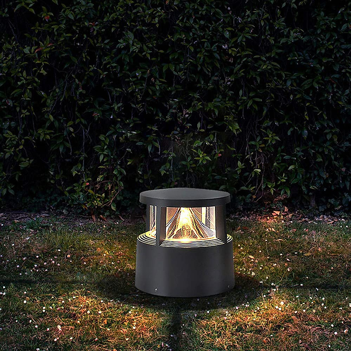 KAIKEA Black Cylindrical Post Light Fixture for Exterior House Porch LED Patio Outside Deck Garage Yard Driveway Home Lawn Walkway Pillar Light Garden Landscape Pedestal Lamp Fixture