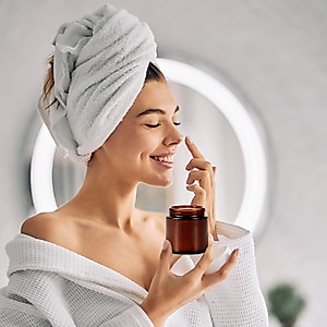 4oz Jars with Lids, Hoa Kinh 12 Pack Amber Glass Jars with Lids Empty Cosmetic Containers Round Airtight Glass Jar with Inner Liners and black Lids for Storing Lotions, Powders, and Ointments