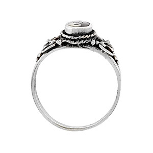 Dainty 5/16 inch Sterling Silver Yin Yang Ring for Women & Teens Flower Sides Size 5