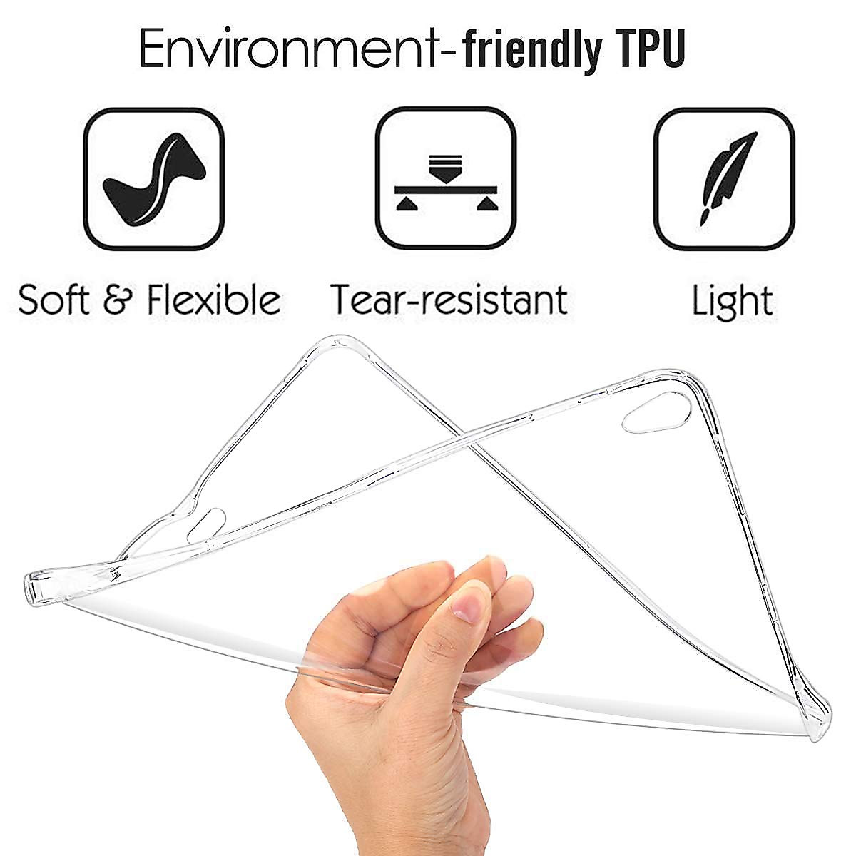 HBorna Clear Case for 10.9" iPad Air 5th Generation 2022 / iPad Air 4th Generation 2020, Support Apple Pencil 2nd Gen Charging, Slim Lightweight Silicon Back Cover