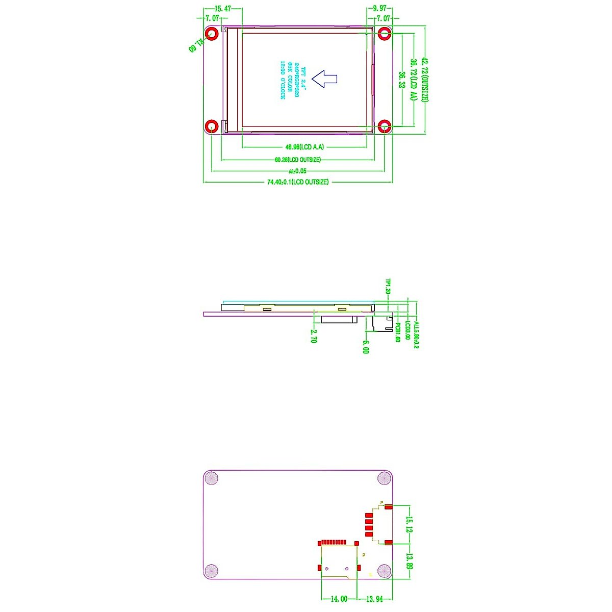 Ferwooh English Nextion Enhanced 2.4'' HMI USART UART Serial TFT Touch Display Module Screen Panel (NX3224K024)