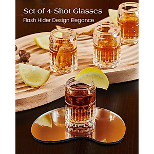 Kollea Set of 4 Shot Glasses, Flash Hider Shaped Shot Glass Set with Heavy Base, Whiskey Shot Cups for Tequila, Vodka, Spirits, Bourbon