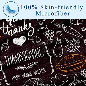 Thanksgiving Food Turkey Pumpkin Doodles Prints Soft Warm Cozy Blanket Throw for Bed Couch Sofa Picnic Camping Beach, 150×100cm