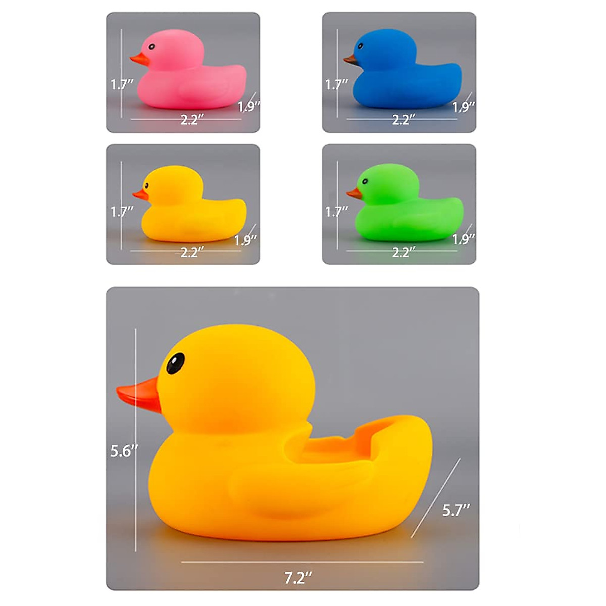 Bath Duck Toys 4 Pcs Colorful Rubber Duck Family Squeak Ducks Baby Shower Toy for Toddlers Boys Girls (Colorful Duck Family)