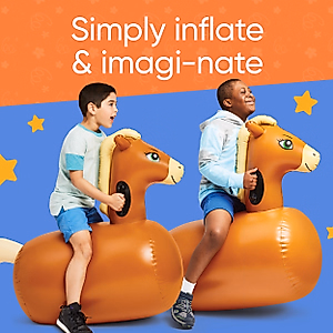 HearthSong Hop 'n Go Inflatable Bouncing Ride-On, 48" L x 20" W x 36" H, Set of 2, Outdoor Play, Ages 5 and Up, Horses