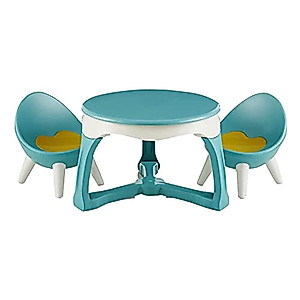 Walnut Children's Table and Chair Set Kindergarten Study Table Chair Baby Game Writing Desk Plastic Household (Color : E)