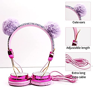 Coholl Kids Headphones for Girls Children Teens Gaming Foldable Adjustable Headset with 85dB Volume Wired Headphones w/Microphone 3.5mm Jack Sound Over On Ear Headset for School Birthday Unicorn Gift