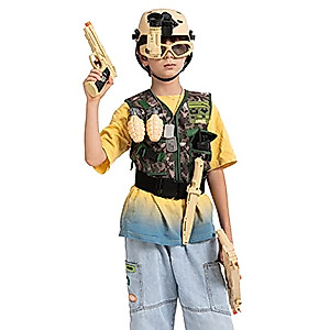 JOYIN 12 Pcs Army Costume Soldier Military Combat Marines Accessories Set for Halloween Costume Cosplay, Soldier Role Play Set for Kids, Deluxe Camouflage Dress Up and Birthday