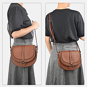 forestfish Women Crossbody Bag Saddle Bag Shoulder Bag Purse Handbag for Women Girls, Brown