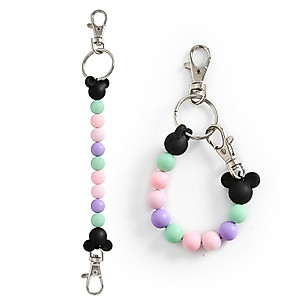 Fancheer Mouse Ears Holder for Backpack Bag Beaded Lanyard Keychain Trip Accessories Headband Hanging Display Organizer Decor Purple