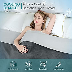 Cottonblue Cooling Blanket Queen Size, Summer Blankets for Hot Sleepers & Night Sweat, Fleece Lightweight Blanket Cool Blanket for Bed Couch, Reversible Throw Blanket for All Season, Grey, 79"*91"