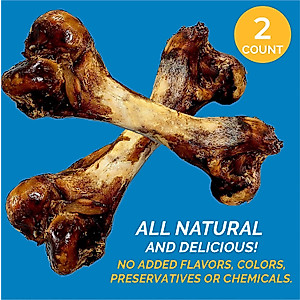 123 Treats - Meaty Dog Bone Treat - Large 100% Natural Pork Chews for Dogs Dog Bones for Aggressive Chewers (Pork, 2 Count)