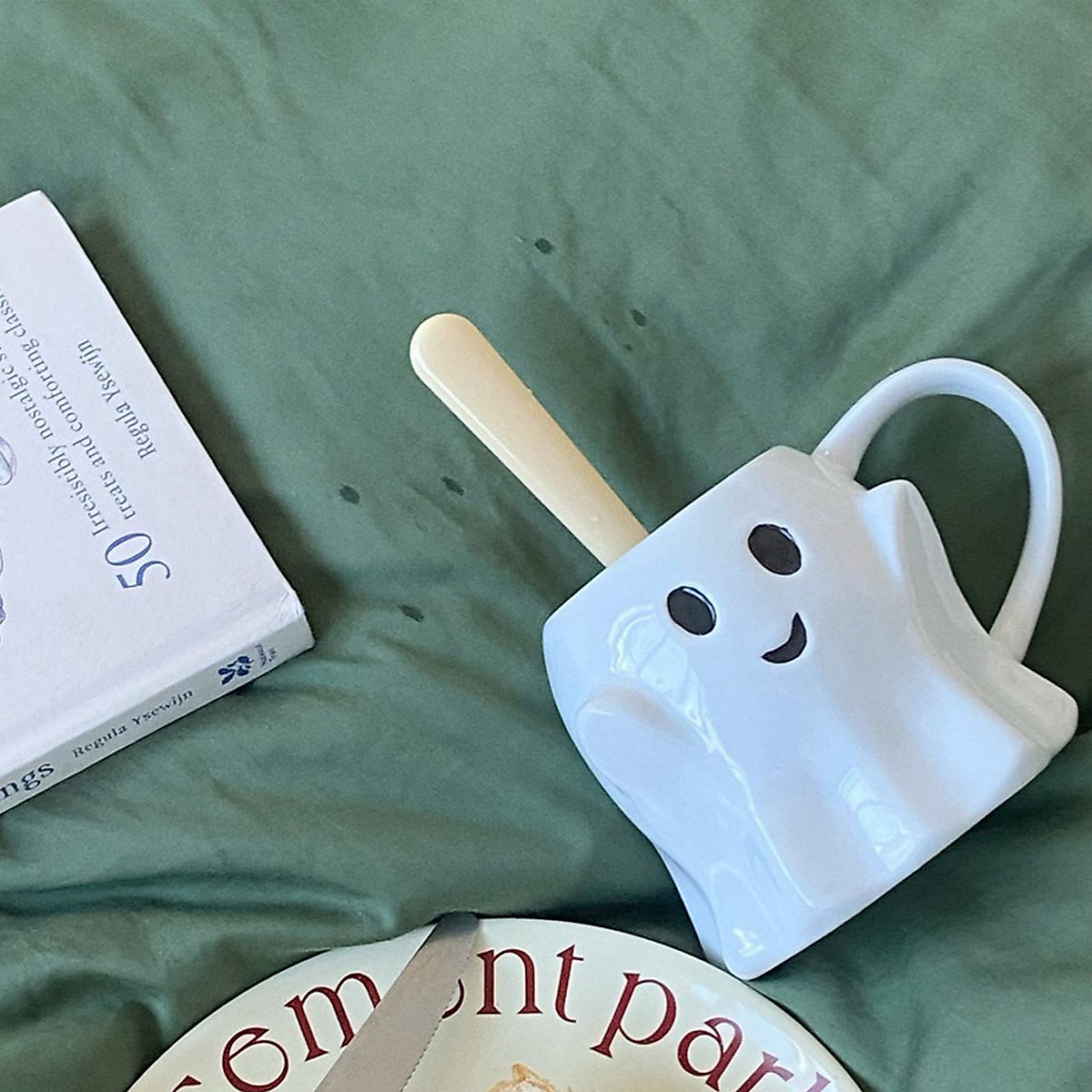 TOKZON Ghost Mug, Halloween Coffee Mug, Cute Ghost Coffee Mug, Ghost Halloween Ceramic Coffee Mug, 14 Fl Oz (1pcs)