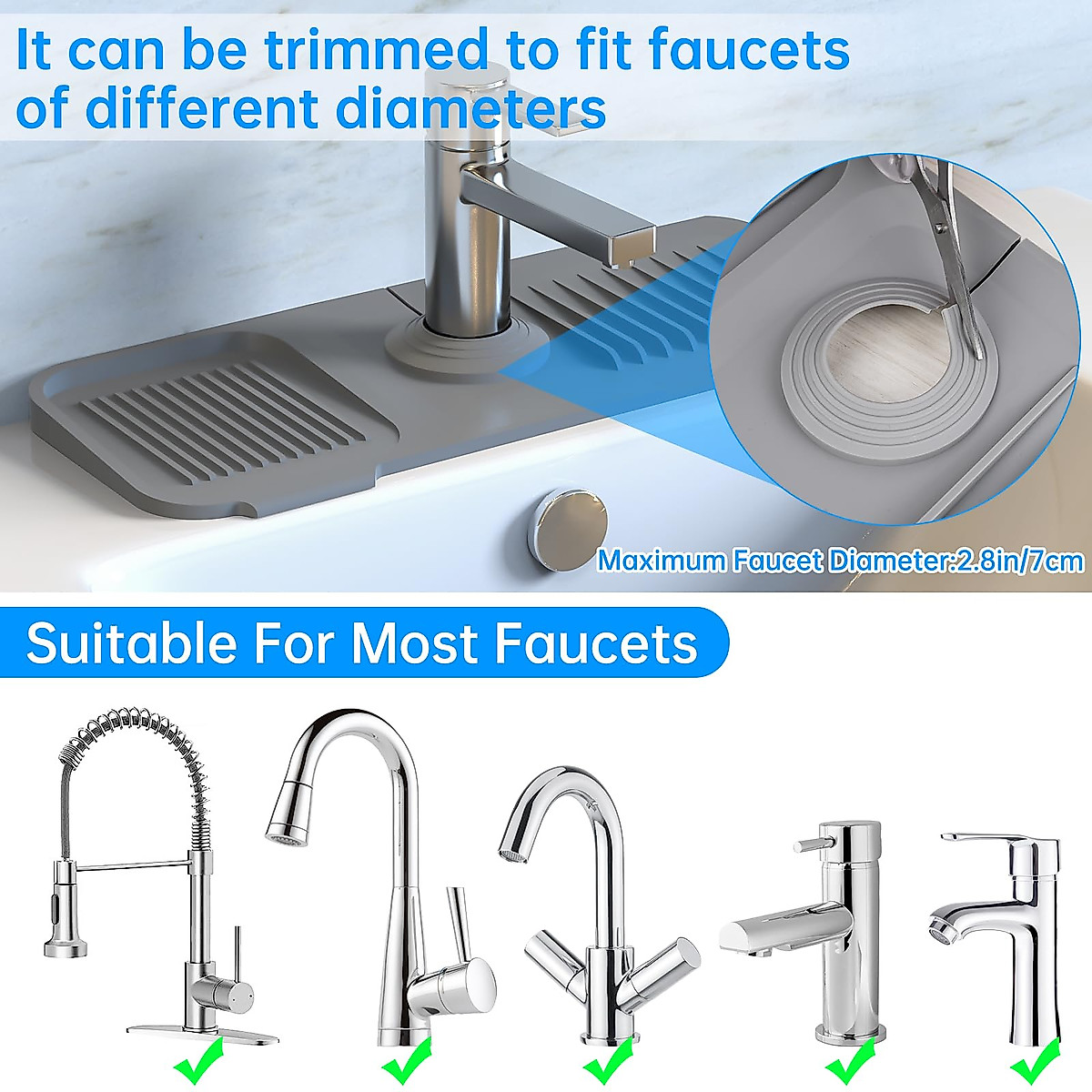 Silicone Faucet Splash Guard and Small Triangle Roll-Up Dish Drying Rack with Silicone Coating, Multifunctional Kitchen Drain Storage Tool