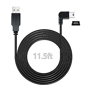 YQMAJIM Charging Power Cable for Dash Cam, (11.5 Ft) USB 2.0 to Mini USB Car Vehicle Power Charger Adapter Cord Compatible with Garmin Nuvi GPS、Rearview Mirror Cam、Backup Camera