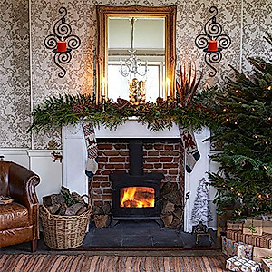 Wall Sconces Set of Two, Candle Holder Elegant Swirling Iron Wall Decor Hanging Sconce for Living Room Indoor Christmas Decoration, Weddings, Event, Black