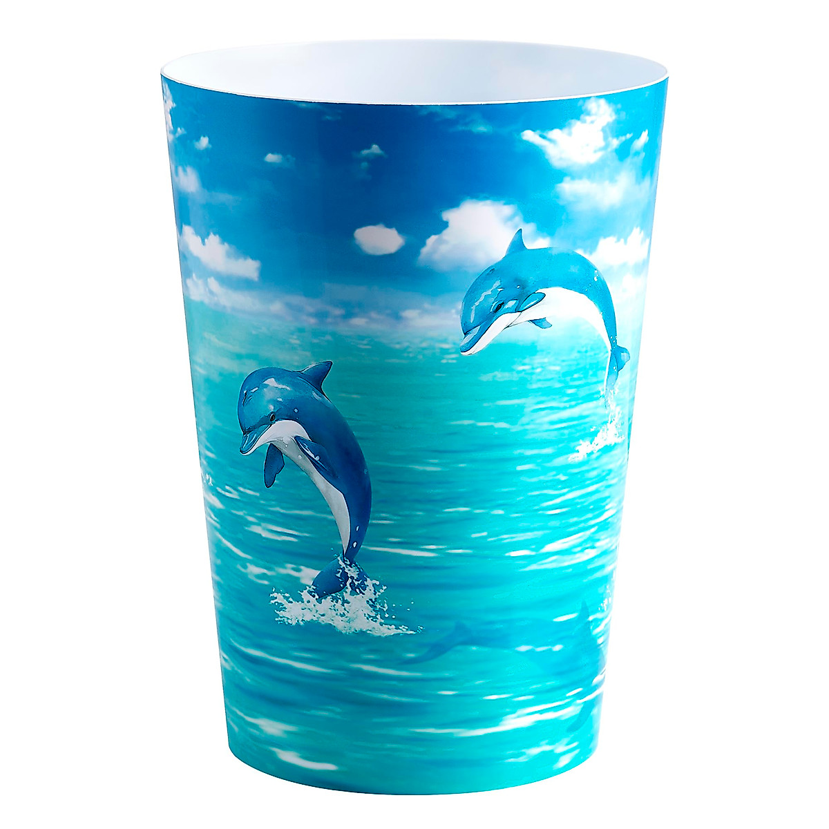 Allure Home Creation Jump for Joy Dolphin Plastic Wastebasket Compact Size 1.71 Gallons