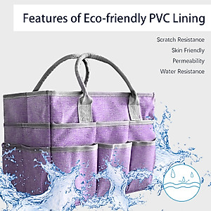 Cupohus Art Organizer Craft Storage Tote Bag with Pockets and Handles, Oxford Fabric Carrying Caddy for Teacher, Officer, Artist, Traveler, and more –Purple