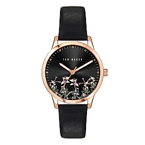 Ted Baker Fitzrovia Jardin Ladies Black Leather Strap Watch (Model: BKPFZF0049I)