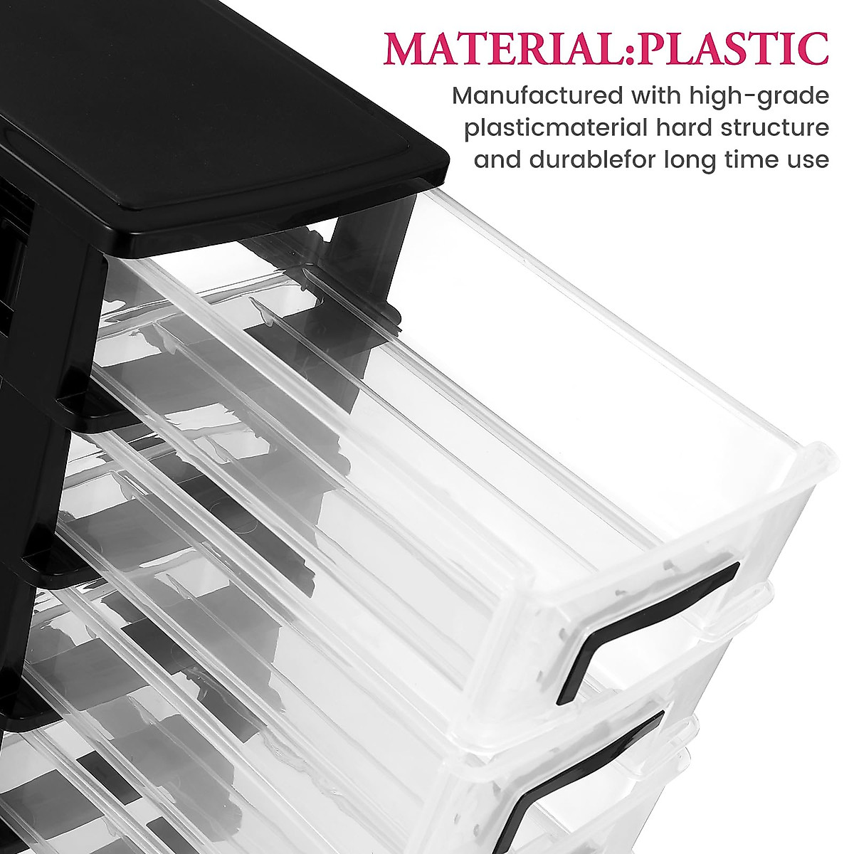 DOITOOL Five- Layer Storage Drawers - Small Portable Plastic Drawers Organizer - Transparent Multifunction Plastic Drawers for Home Office Bedroom（12.34X8.29X5.97in)