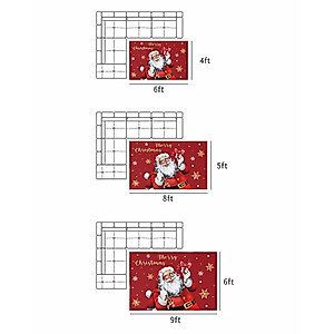 Outdoor Rug Carpet Indoor Area-Rug Christmas Santa Claus Washable High Traffic Bedroom Kitchen Mat Backyard Patio Porch Rug, 4 X 6