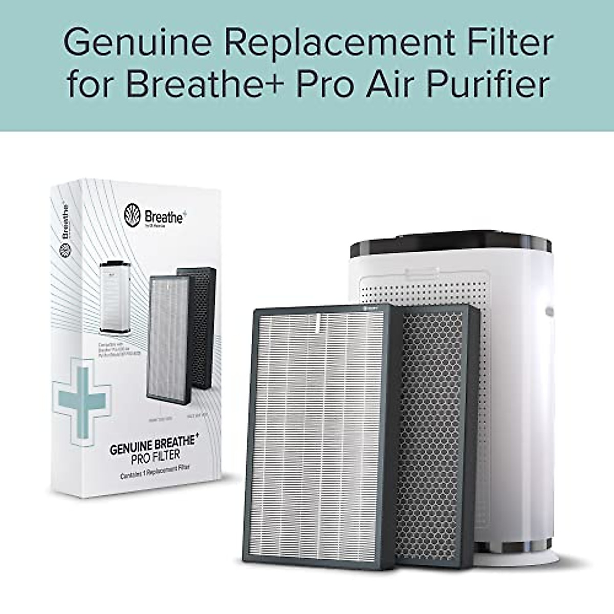 Breathe+ Pro Air Purifier Replacement Air Filter - Medical Grade HEPA Air Purifier - Air Purification System With Air Filter - Smart Air Purifier With Real-Time Air Quality Monitoring