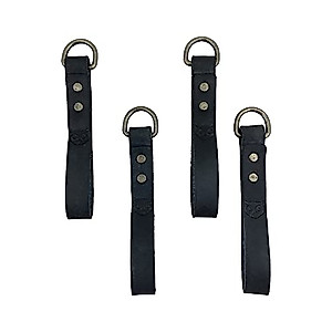 Hide & Drink, Leather Heavy Duty Suspender Loop Attachment (4 Pack), Tool Belt Accessories, Durable, Fine Grain Leather, Vintage Style, Handmade - (Charcoal Black)