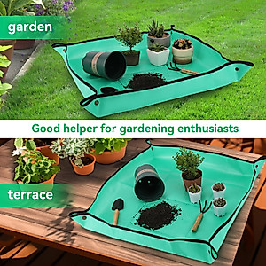 Asktree Large Repotting Mat for Indoor Plant Transplanting & Potting Soil 39.5"x29.5" Waterproof Foldable Dirt Potting Holder, Flower Succulent Rectangle Plant Gardening Dirt Tray for Home
