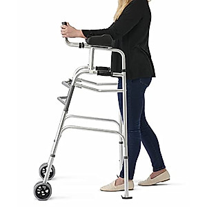 Medline Upright Walker with 5” Dual Wheels, Forearm Walker with Armrests, Height Adjustable, 300lb Weight Capacity