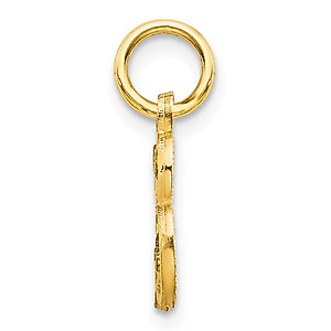 Solid 14k Yellow Gold Initial Letter B Alphabet Charm Pendant - 17mm x 10mm