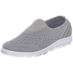 Propét Women TravelActiv Slip-On Sneaker, Silver, 9 Narrow