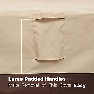 Vailge Veranda Rectangular/Oval Patio Table Cover, Heavy Duty and Waterproof Outdoor Lawn Patio Furniture Covers, Large Beige & Brown