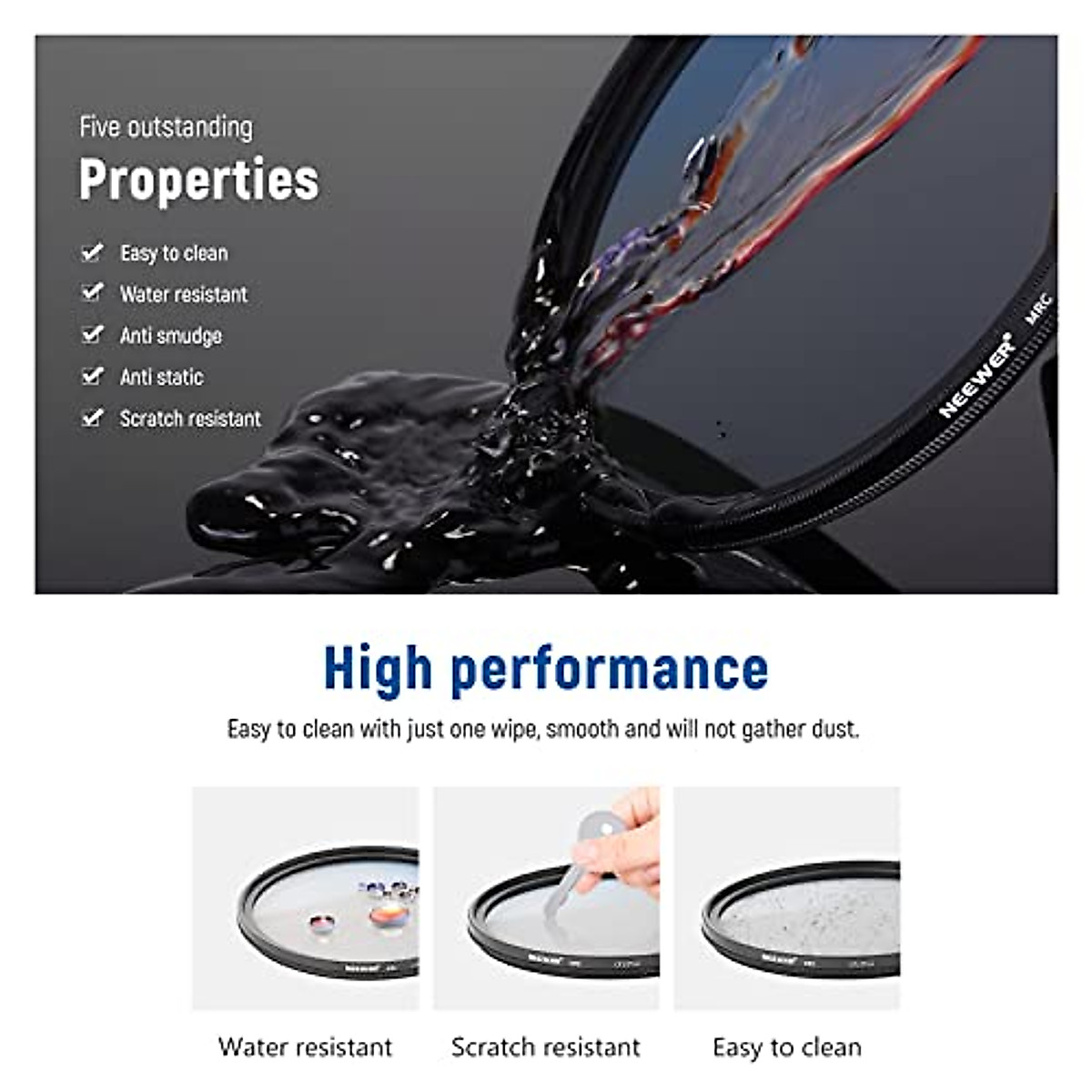 NEEWER 77mm Polarizer Filter 30 Layer Multi Resistant Nano Coated Circular Polarizing Filter(CPL) with HD Optical Glass/Ultra Slim Frame, Reduce Glare/Enhance Contrast/Reduce Reflection