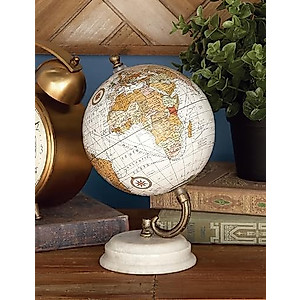 Deco 79 Marble Globe, 5" x 5" x 8", White