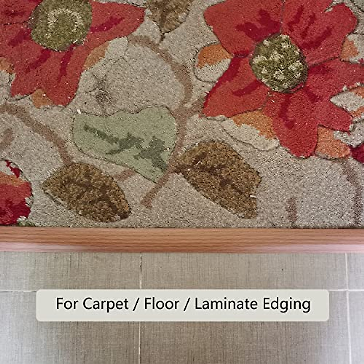 DAILISEN 6.56ft Vinyl Self Adhesive Overlap Threshold Reducer,Flooring Tile Laminate Border Transition Strip,Flat Carpet Rug Edging Strips, Fluted Saddle,Flexible Molding Trim,Stair Edging