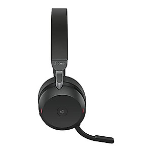 Jabra Evolve2 75 PC Wireless Headset with Charging Stand and 8-Mic Technology - Dual Foam Stereo Headphones with Advanced Active Noise Cancelling, USB-A Bluetooth Adapter and MS Compatibility - Black