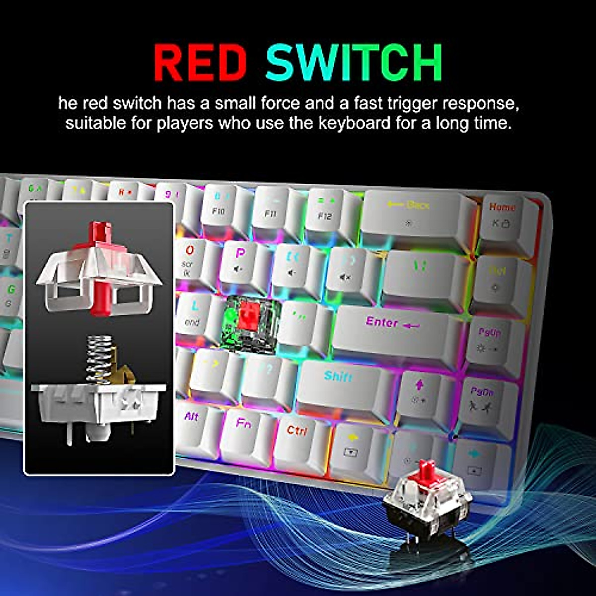 60% Mechanical Gaming Keyboard and Mouse and Mouse pad and Gaming Headset,4 in 1 Wired 68 Keys LED RGB Backlight Bundle for PC Gamers,Xbox,PS4 Users (White/Red Switch)