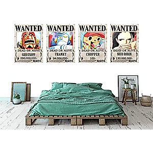 12pcs New Edition OP Pirates Wanted Posters, 16.6×11.7in Luffy 1.5 Billion, Straw Hat Pirates Crew with Pirate Flag Poster, Luffy Chopper Zoro Nami Usopp Sanji Jinbe Franky Brook Robin(High-End Version)