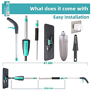 Microfiber Spray Mop for Floor Cleaning Wet Dry, Home Kitchen Hardwood Floor 360° Spin Flat Dust Mops with 12 FL.OZ. Refillable Bottle Include 4 Microfiber Reusable Pads 1 Scrubber and 1 Mop Holder