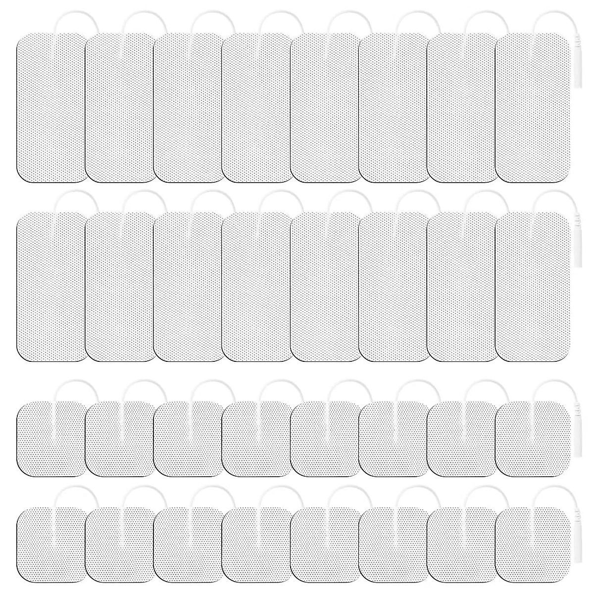 LYINIE TENS Unit Pads 32Pcs, 3rd Gen Reusable Latex-Free Replacement Pads Electrode Pads with Upgraded Self-Stick Performance for Muscle Stimulator Electrotherapy (2"x2" 16pcs, 2"x4" 16pcs)